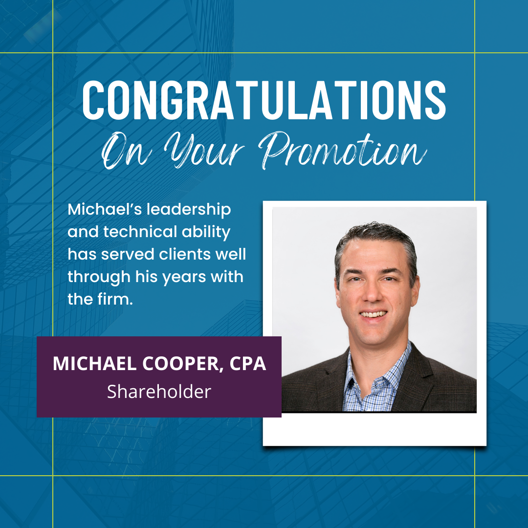 Walter Shuffain Promotes Michael Cooper to Shareholder - Walter Shuffain